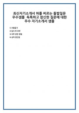 최신자기소개서 허를 찌르는 돌발질문 우수샘플 독특하고 참신한 질문에 대한 우수 자기소개서 샘플-1페이지