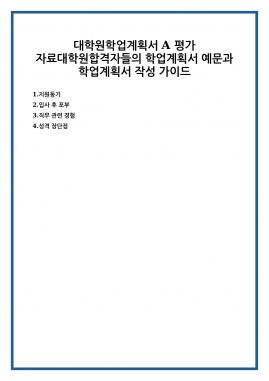 대학원학업계획서 A 평가 자료대학원합격자들의 학업계획서 예문과 작성 가이드-1페이지