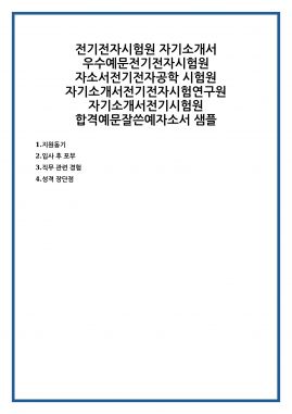 전기전자시험원 자기소개서 우수예문전기전자시험원 자소서전기전자공학 시험원 자기소개서전기전자시험연구원 자기소개서전기시험원 합격예문잘쓴예자소서 샘플-1페이지