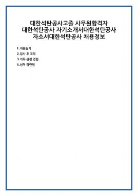대한석탄공사고졸 사무원합격자 대한석탄공사 자기소개서대한석탄공사 자소서대한석탄공사 채용정보-1페이지