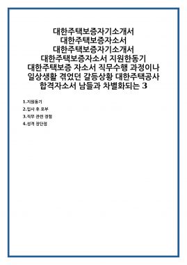 대한주택보증자기소개서 대한주택보증자소서 지원한동기 대한주택보증 자소서 직무수행 과정이나 일상생활 겪었던 갈등상황 대한주택공사 합격자소서 남들과 차별화되는 3-1페이지