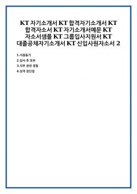 KT자기소개서KT합격자기소개서KT합격자소서KT자기소개서예문KT자소서샘플KT그룹입사지원서KT대졸공채자기소개서KT신입사원자소서 2-1페이지