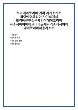 하이에어코리아 기획 자기소개서 합격예문면접문제하이에어코리아 자소서하이에어코리아공채자기소개서하이에어코리아채용자소서-1페이지