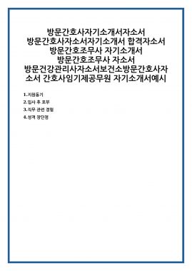 방문간호사자기소개서자소서 방문간호사자소서자기소개서 합격자소서 방문간호조무사 자기소개서 자소서 방문건강관리사자소서보건소방문간호사자소서 간호사임기제공무원 자기소개서예시-1페이지