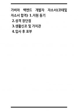 가비아 백엔드 개발자 자소서(코테및 자소서 합격)-1페이지