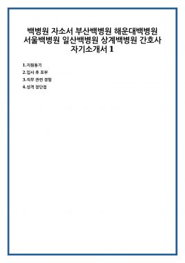 백병원 자소서 부산백병원 해운대백병원 서울백병원 일산백병원 상계백병원 간호사 자기소개서1-1페이지