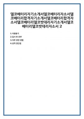 델코배터리자기소개서델코배터리자소서델코배터리합격자기소개서델코배터리합격자소서델코배터리델코밧데리자기소개서델코배터리델코밧데리자소서 2-1페이지