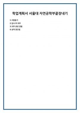 학업계획서 서울대 자연공학부끝장내기-1페이지