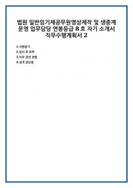 법원 일반임기제공무원영상제작 및 생중계 운영 업무담당 연봉등급 8호 자기 소개서 직무수행계획서 2-1페이지