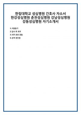 한림대학교 성심병원 간호사 자소서 한강성심병원 춘천성심병원 강남성심병원 강동성심병원 자기소개서-1페이지