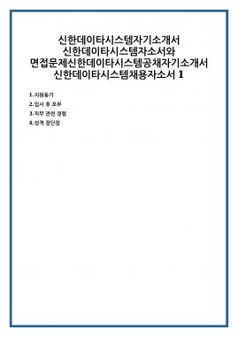 신한데이타시스템자기소개서 신한데이타시스템자소서와 면접문제신한데이타시스템공채자기소개서신한데이타시스템채용자소서1-1페이지