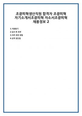 조광피혁생산직원 합격자 조광피혁 자기소개서조광피혁 자소서조광피혁 채용정보 2-1페이지