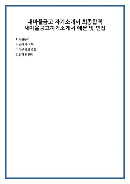 새마을금고 자기소개서 최종합격 새마을금고자기소개서 예문 및 면접-1페이지