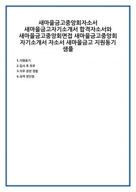 새마을금고중앙회자소서 새마을금고자기소개서 합격자소서와 새마을금고중앙회면접 새마을금고중앙회 자기소개서 자소서 새마을금고 지원동기 샘플-1페이지