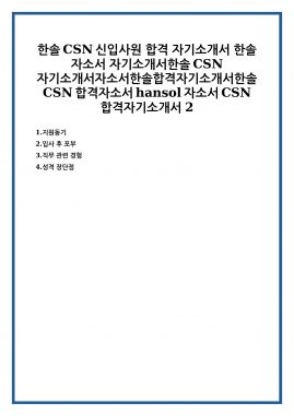 한솔CSN신입사원 합격 자기소개서 한솔 자소서 자기소개서한솔CSN자기소개서자소서한솔합격자기소개서한솔CSN합격자소서hansol자소서CSN합격자기소개서 2-1페이지
