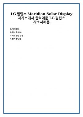 LG필립스 Meridian Solar Display 자기소개서 합격예문 자소서채용-1페이지
