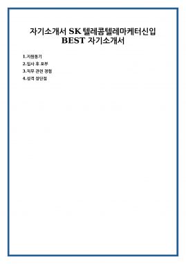 자기소개서 SK텔레콤텔레마케터신입 BEST-1페이지