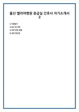 울산 엘리야병원 응급실 간호사 자기소개서 2-1페이지
