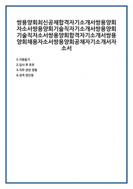 쌍용양회최신공채합격자기소개서쌍용양회자소서쌍용양회기술직자기소개서쌍용양회기술직자소서쌍용양회합격자기소개서쌍용양회채용자소서쌍용양회공채자기소개서자소서-1페이지
