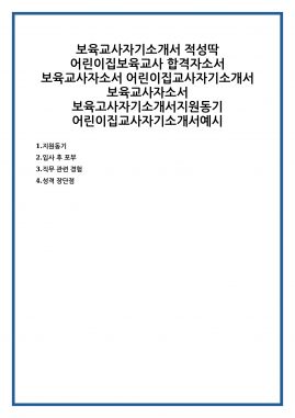 보육교사자기소개서 적성딱 어린이집보육교사 합격자소서 보육교사자소서 어린이집교사자기소개서 보육고사자기소개서지원동기 어린이집교사자기소개서예시-1페이지