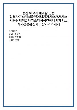 웅진 에너지케미칼 인턴 합격자기소개서웅진에너지자기소개서자소서웅진케미칼자기소개서웅진에너지자기소개서샘플웅진케미칼자기소개서-1페이지