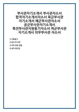 부사관자기소개서 부사관자소서 합격자기소개서자소서 육군부사관 자기소개서 해군부사관자소서 공군부사관자기소개서 특전부사관지원동기자소서 여군부사관 의무부사관 자소서-1페이지