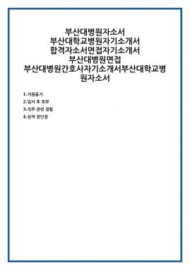 부산대병원자소서 부산대학교병원자기소개서 합격자소서면접자기소개서 부산대병원면접 부산대병원간호사자기소개서부산대학교병원자소서-1페이지