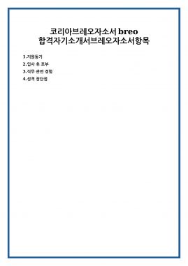 코리아브레오자소서breo합격자기소개서브레오자소서항목-1페이지