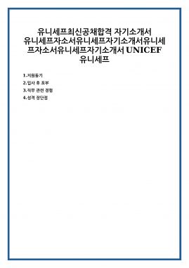 유니세프최신공채합격 자기소개서 유니세프자소서유니세프자기소개서유니세프자소서유니세프자기소개서UNICEF유니세프-1페이지