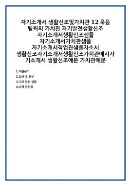 자기소개서 생활신조및가치관 12묶음 팀웍의 가치관 자기발전생활신조 자기소개서생활신조샘플 자기소개서가치관샘플 자기소개서직업관샘플자소서 생활신조자기소개서생활신조가치관예시자기소개서 생활신조예문 가치관예문-1페이지