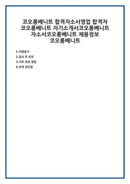 코오롱베니트 합격자소서영업 합격자 자기소개서코오롱베니트 자소서코오롱베니트 채용정보-1페이지
