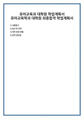 유아교육과 대학원 학업계획서 유아교육학과 최종합격-1페이지