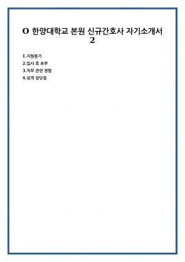 O 한양대학교 본원 신규간호사 자기소개서 2-1페이지
