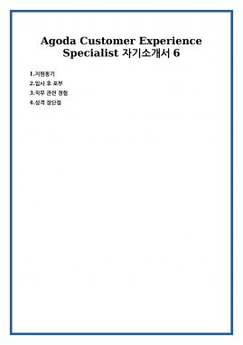 Agoda Customer Experience Specialist 자기소개서 6-1페이지