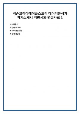 넥슨코리아메이플스토리 데이터분석가 자기소개서 지원서와 면접자료1-1페이지