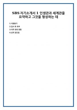 SBS자기소개서 1 나의 인생관과 세계관을 요약하고 그것을 형성하는 데-1페이지