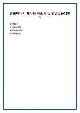 한화에너지 재무팀 자소서 및 면접질문답변1-1페이지
