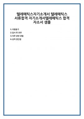 텔레매틱스자기소개서 텔레매틱스 서류합격 자기소개서텔레매틱스 합격 자소서 샘플-1페이지