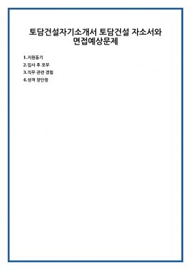 토담건설자기소개서 토담건설 자소서와 면접예상문제-1페이지