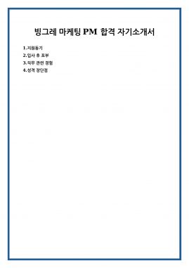 빙그레 마케팅PM 합격 자기소개서-1페이지