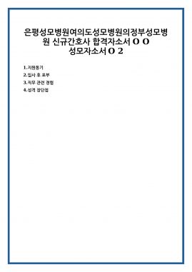 은평성모병원여의도성모병원의정부성모병원 신규간호사 합격자소서 O 성모자소서O 2-1페이지