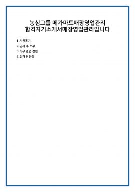 농심그룹 메가마트매장영업관리 합격자기소개서매장영업관리입니다-1페이지