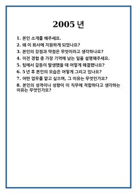 [면접] 2005년 면접 질문 및 답변 합격 예문 기출 문항 최종 준비 자료-1페이지