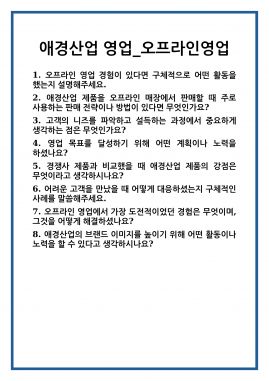[면접] 애경산업 영업_오프라인영업 면접 질문 및 답변 합격 예문 기출 문항 최종 준비 자료-1페이지