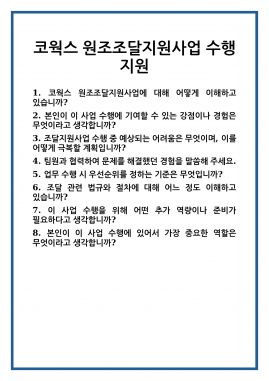 [면접] 코웍스 원조조달지원사업 수행 지원 면접 질문 및 답변 합격 예문 기출 문항 최종 준비 자료-1페이지