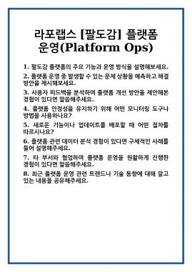 [면접] 라포랩스 [팔도감] 플랫폼 운영(Platform Ops) 면접 질문 및 답변 합격 예문 기출 문항 최종 준비 자료-1페이지