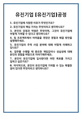 [면접] 유진기업 [유진기업]공정 면접 질문 및 답변 합격 예문 기출 문항 최종 준비 자료-1페이지