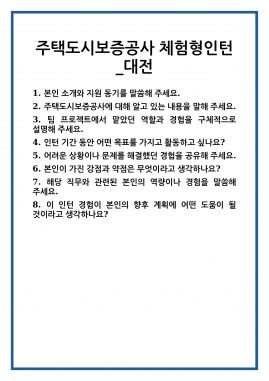 [면접] 주택도시보증공사 체험형인턴_대전 면접 질문 및 답변 합격 예문 기출 문항 최종 준비 자료-1페이지