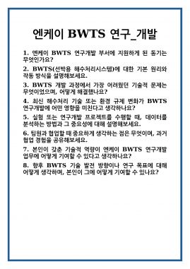 [면접] 엔케이 BWTS 연구_개발 면접 질문 및 답변 합격 예문 기출 문항 최종 준비 자료-1페이지