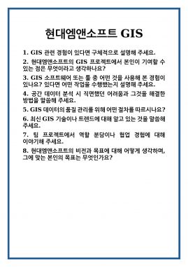[면접] 현대엠앤소프트 GIS 면접 질문 및 답변 합격 예문 기출 문항 최종 준비 자료-1페이지